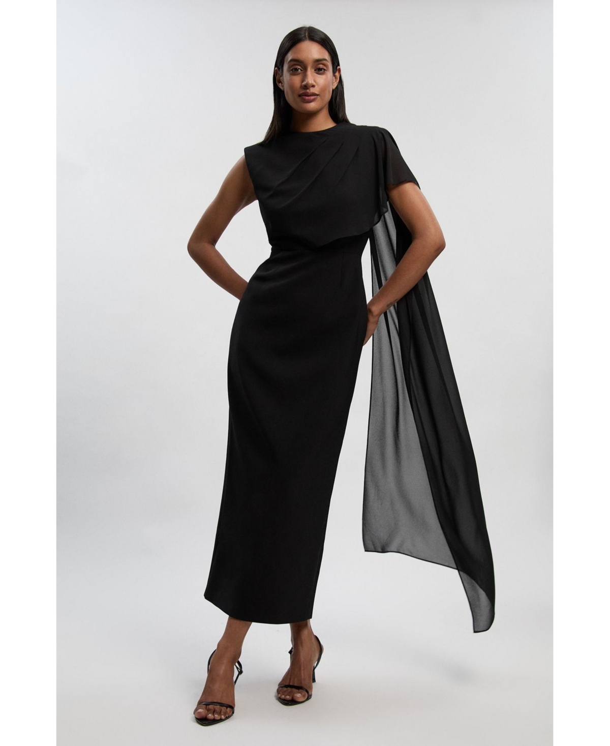 Click here for Karen Millen Womens Tailored Cape Drape Maxi Dress... prices