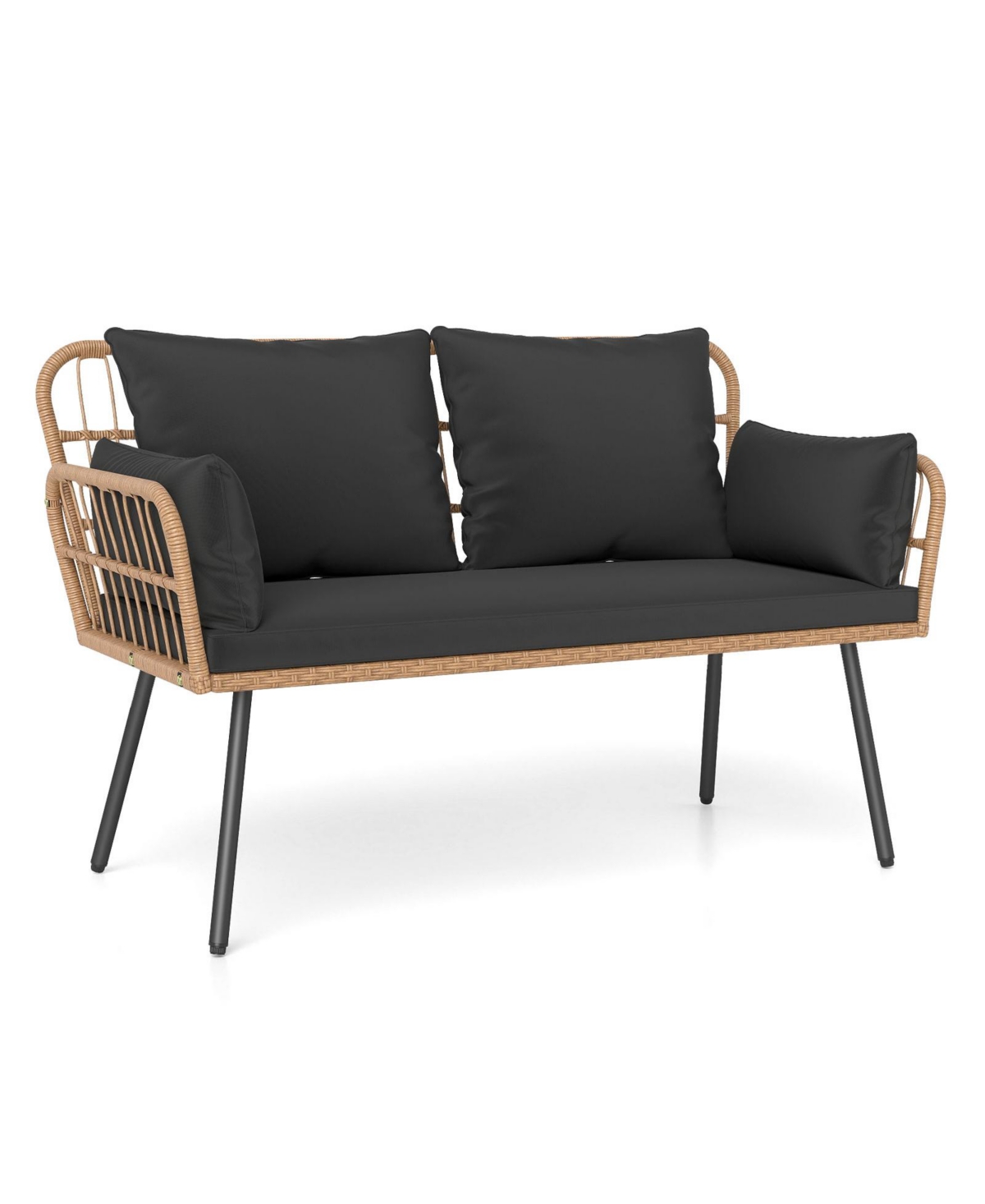 Click here for Slickblue Patio Rattan 2-Seater Chair with Back Cu... prices