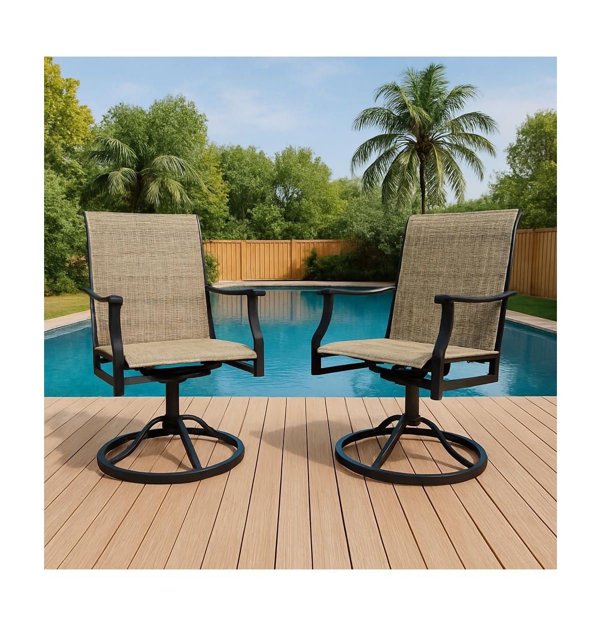 Click here for gaomon Outdoor Swivel Dining Chairs Set 2 with Tex... prices