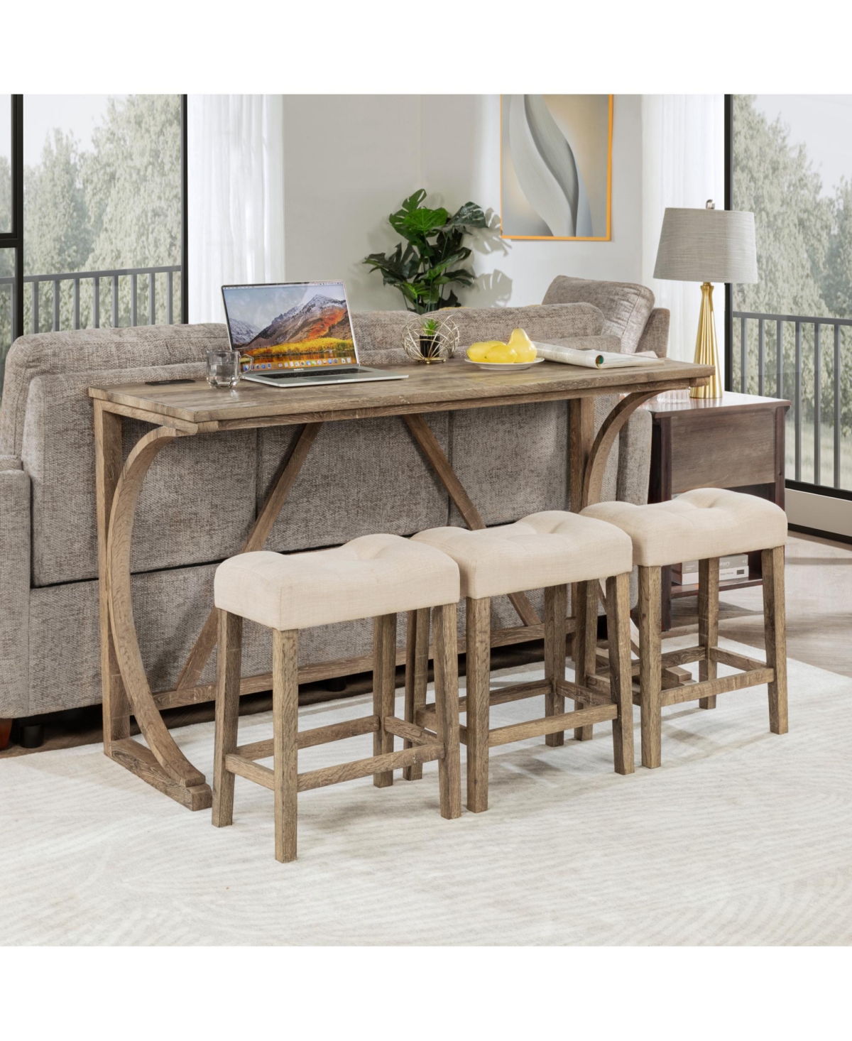 Click here for Rainsken Bar Table Set for 3 - Industrial Counter... prices