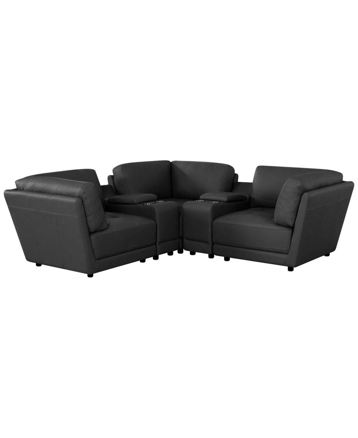 Click here for Versa 5-Pc. L-Shape Leather Sectional with 2 Conso... prices