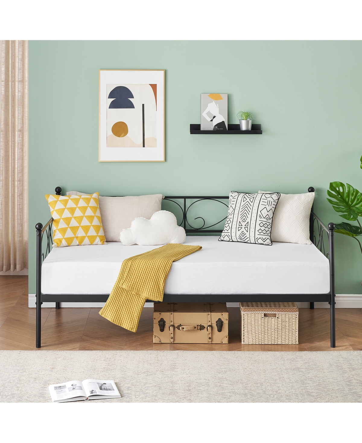 Click here for Homfan Metal Daybed Frame with Curved Flower Desig... prices
