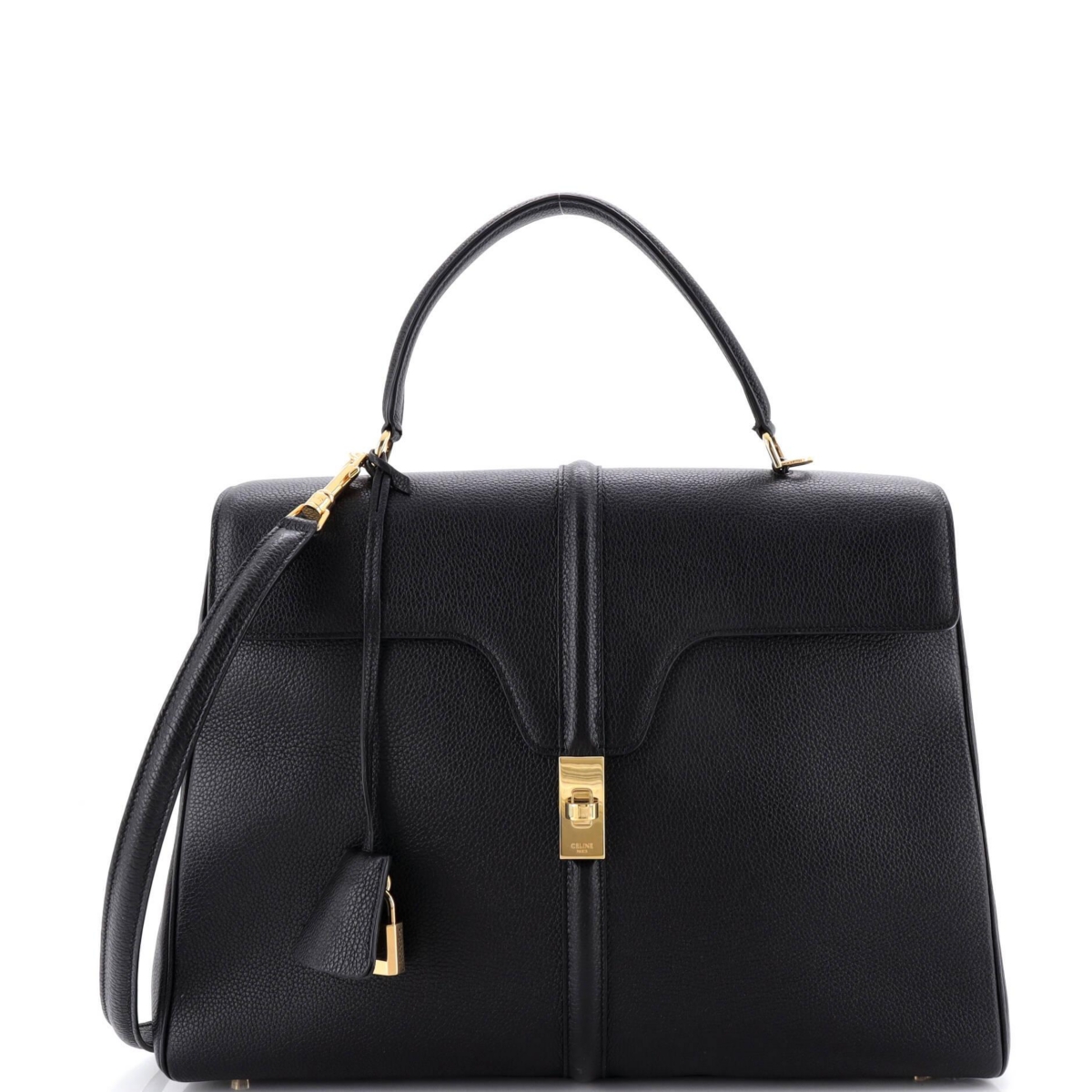 Click here for Pre-Owned Celine Medium 16 Top Handle Bag Grained... prices