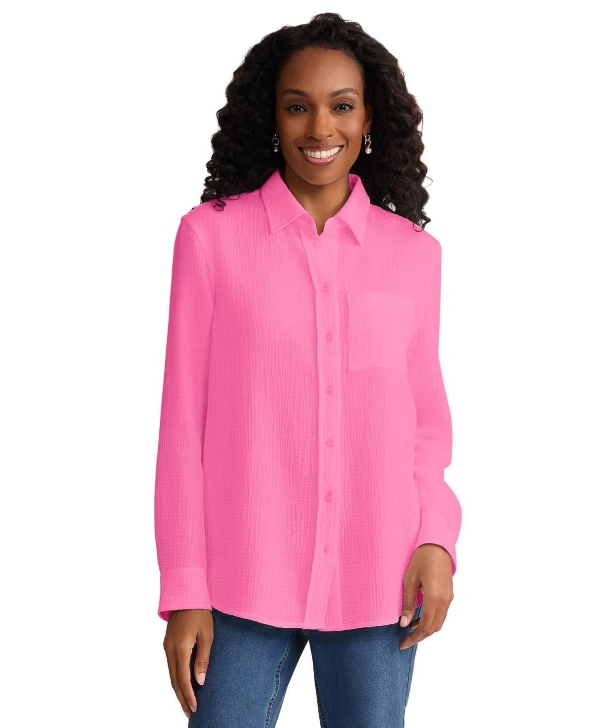 Click here for Jones New York Womens Long-Sleeve Button Down Shir... prices