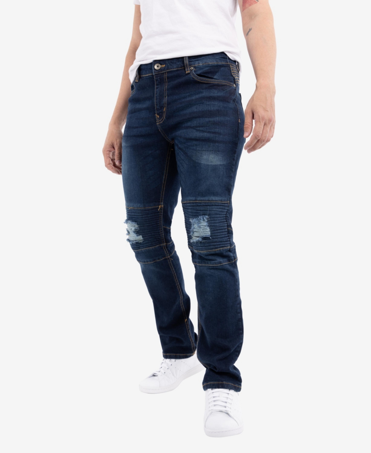 Click here for Raw X Mens Slim Fit Moto Jeans - Dark blue prices