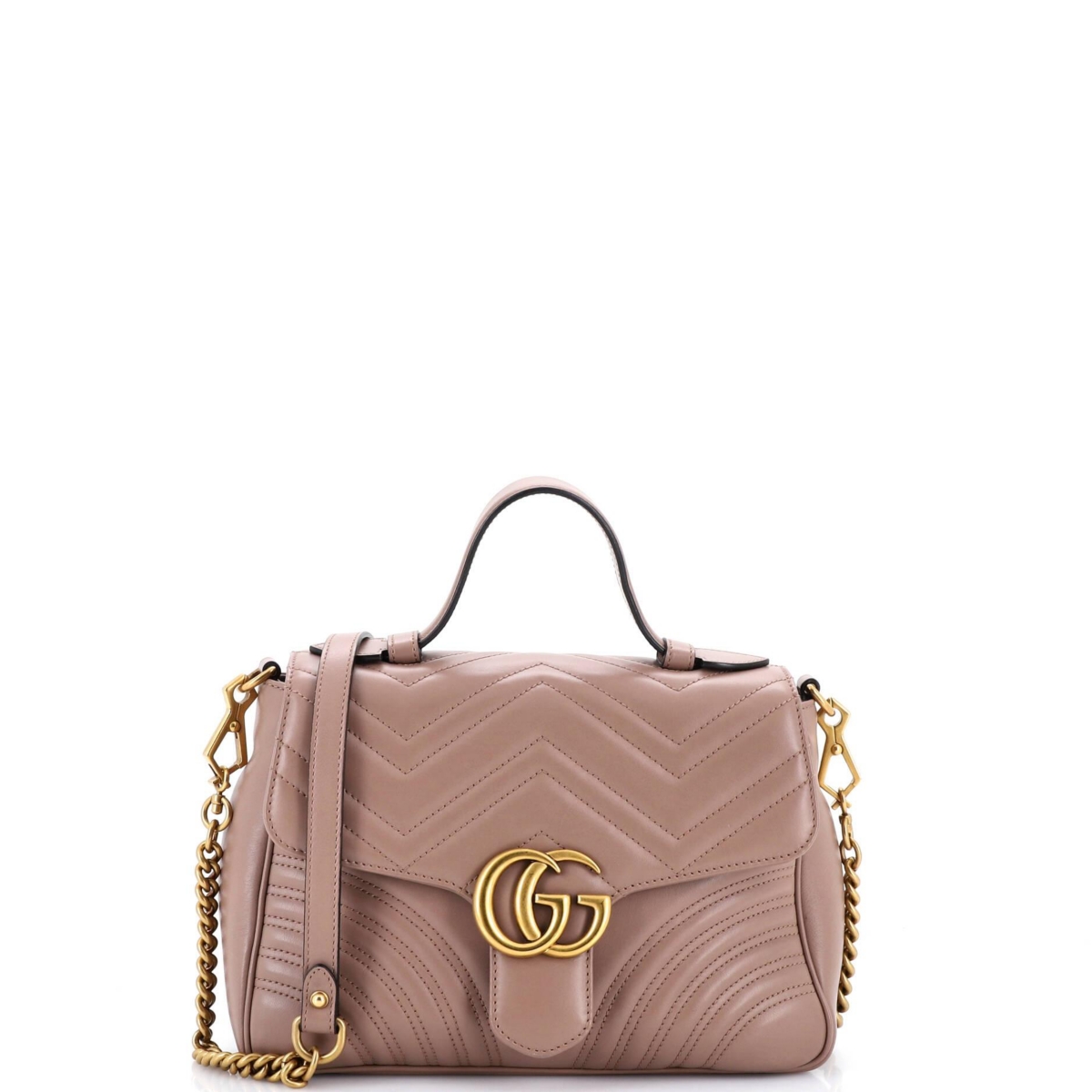 Click here for Pre-Owned Gucci Small Gg Marmont Top Handle Flap B... prices