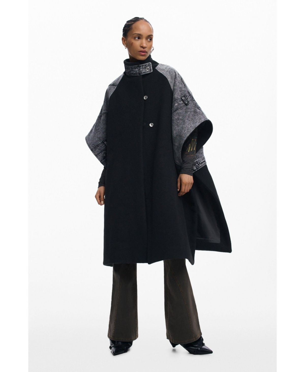 Click here for Desigual Womens Hybrid denim poncho - Dark blue prices