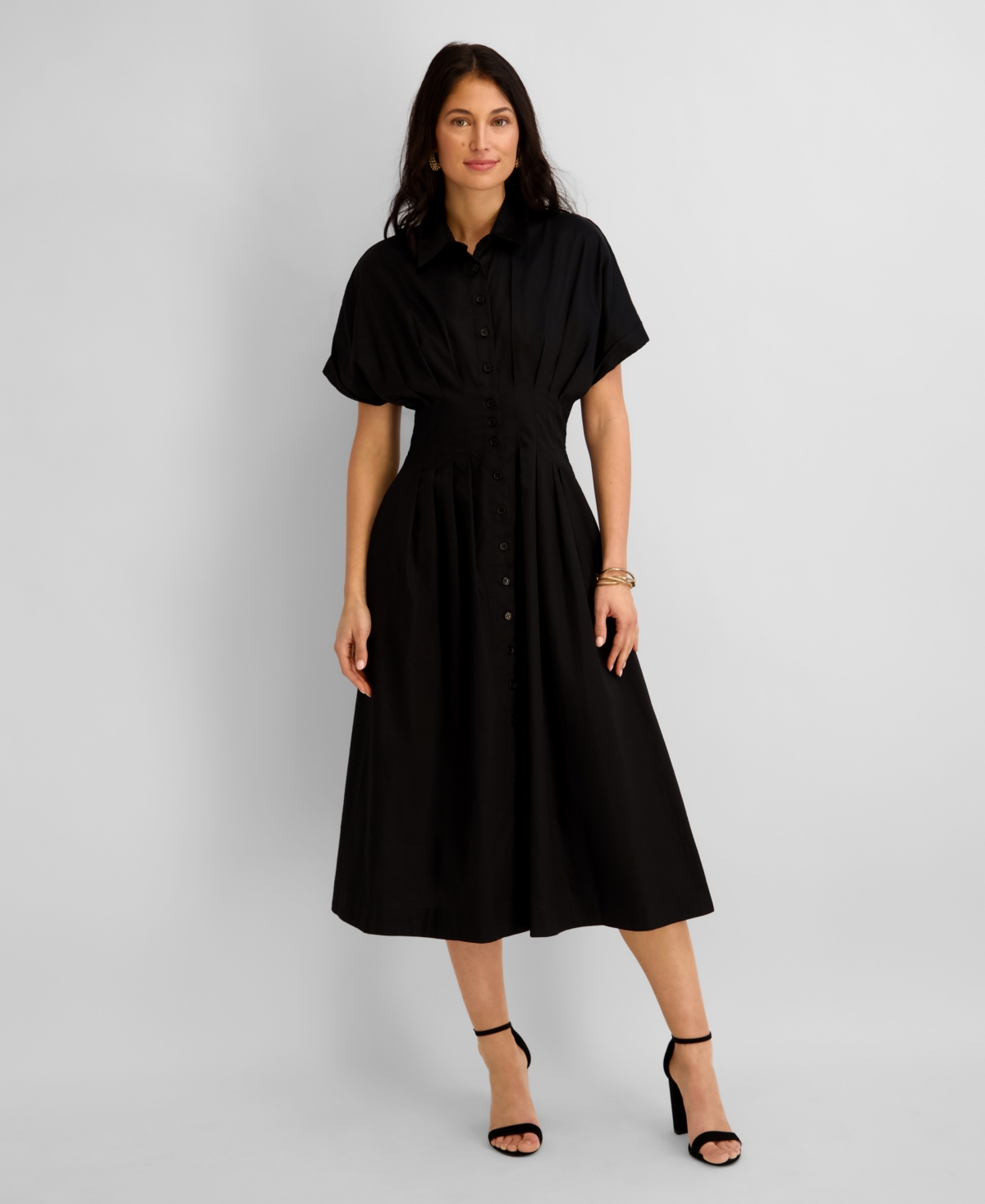 Click here for Kensie Womens Button-Front Cinched Waist Cotton Mi... prices