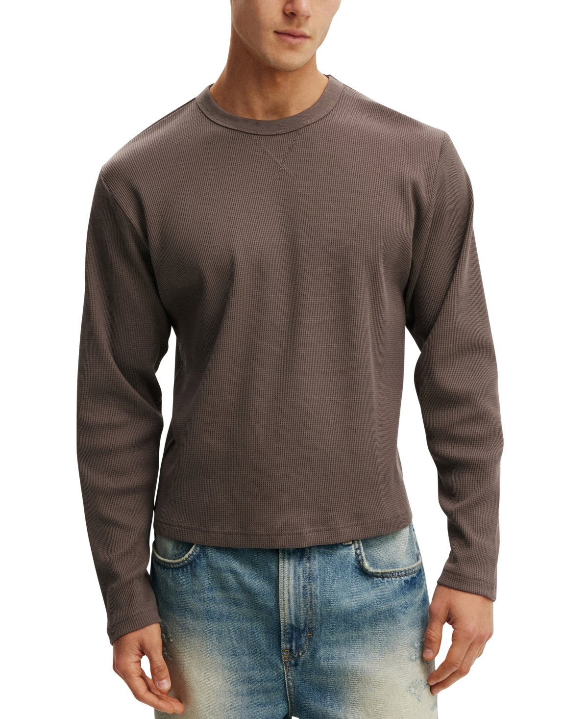 Click here for Cotton On Mens Cropped Modern-Fit Textured T-Shirt... prices