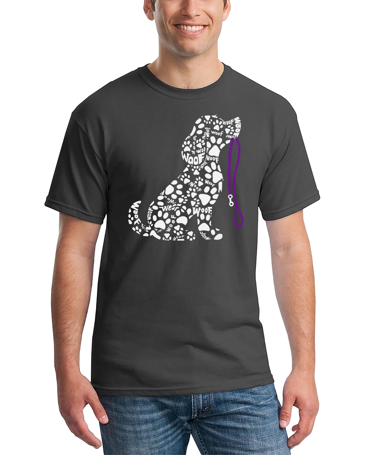 Click here for La Pop Art Mens Dog Leash Word Art T-Shirt - Dark... prices
