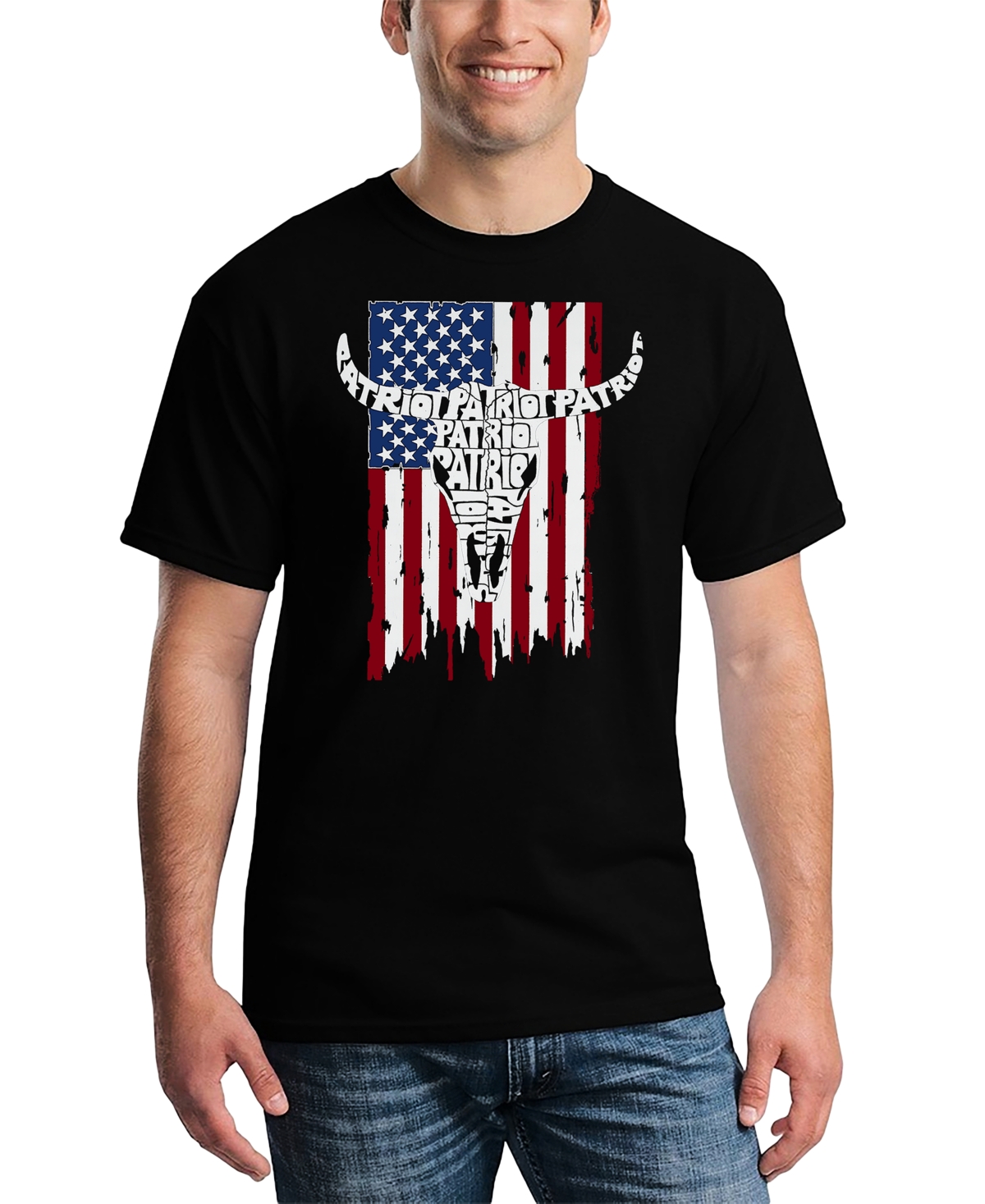 Click here for La Pop Art Mens Patriot Cow Skull American Flag Wo... prices