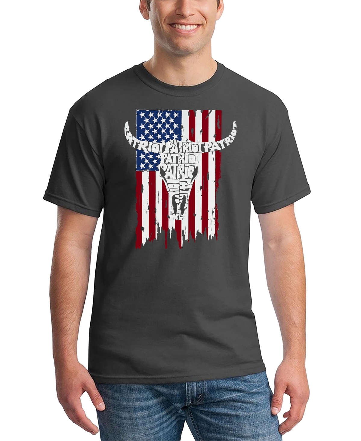 Click here for La Pop Art Mens Patriot Cow Skull American Flag Wo... prices