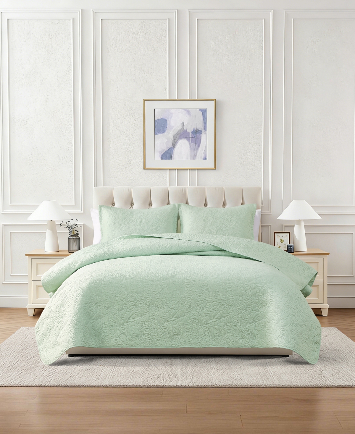 Click here for Chelsea Loft Pinsonic Floral Embossed 3-Pc. Quilt... prices