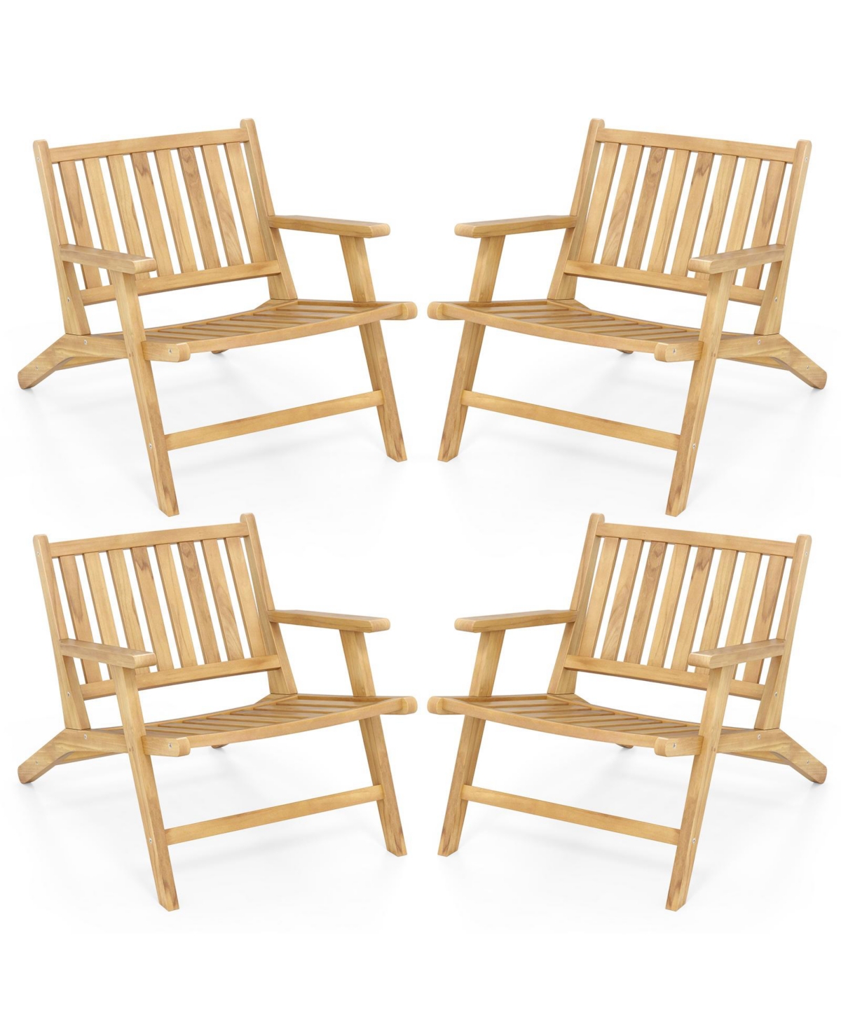 Click here for Gymax 4PCS Teak Wood Outdoor Reclining Chair w/ Co... prices