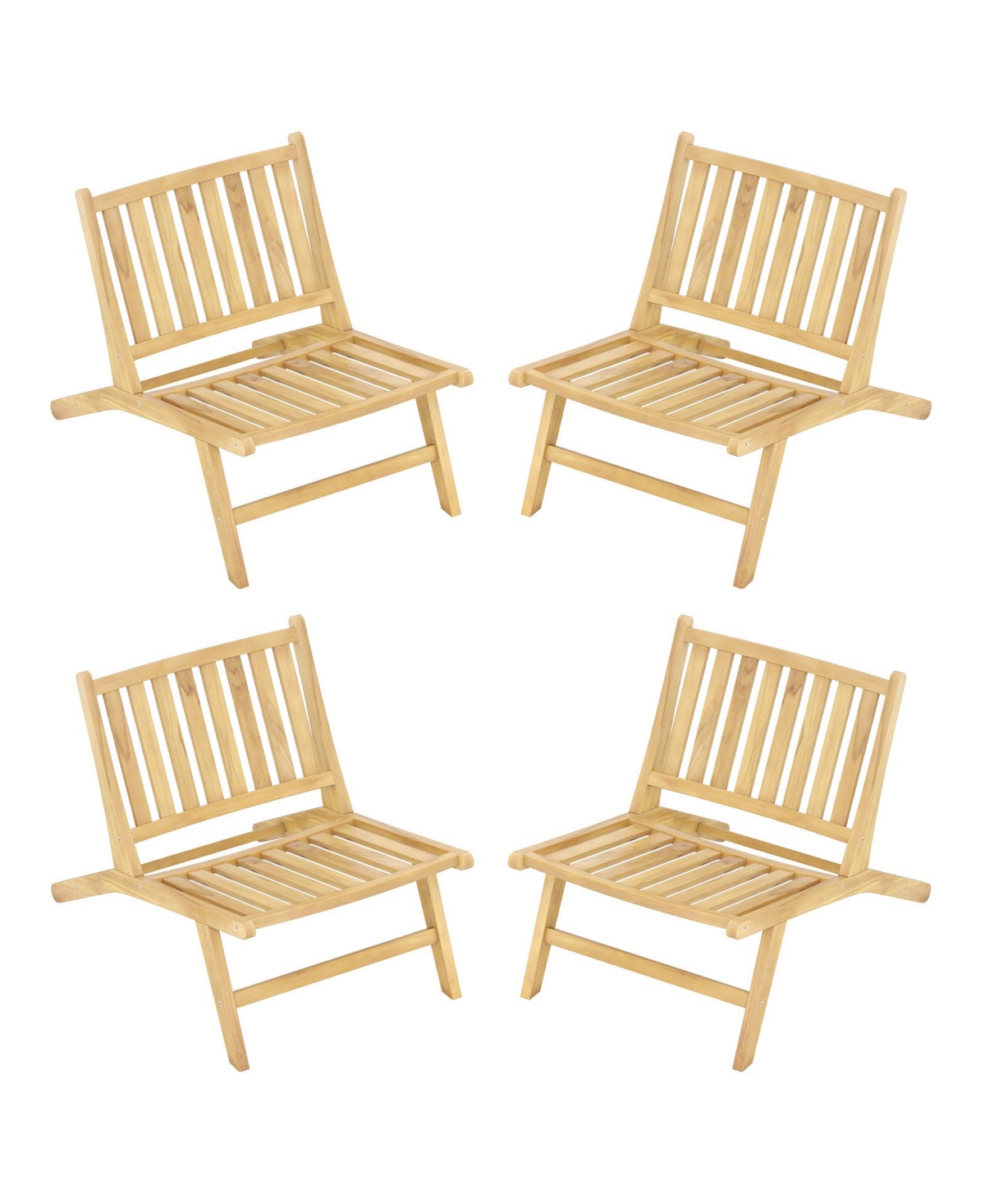 Click here for Gymax 4PCS Teak Wood Outdoor Reclining Chair Natur... prices
