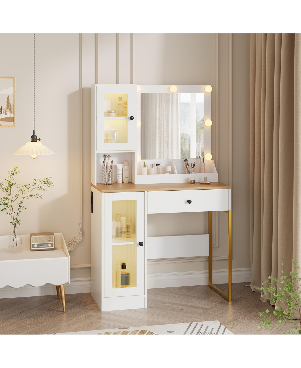 Click here for gaomon Makeup Vanity Desk with Mirror and Rgb Led... prices