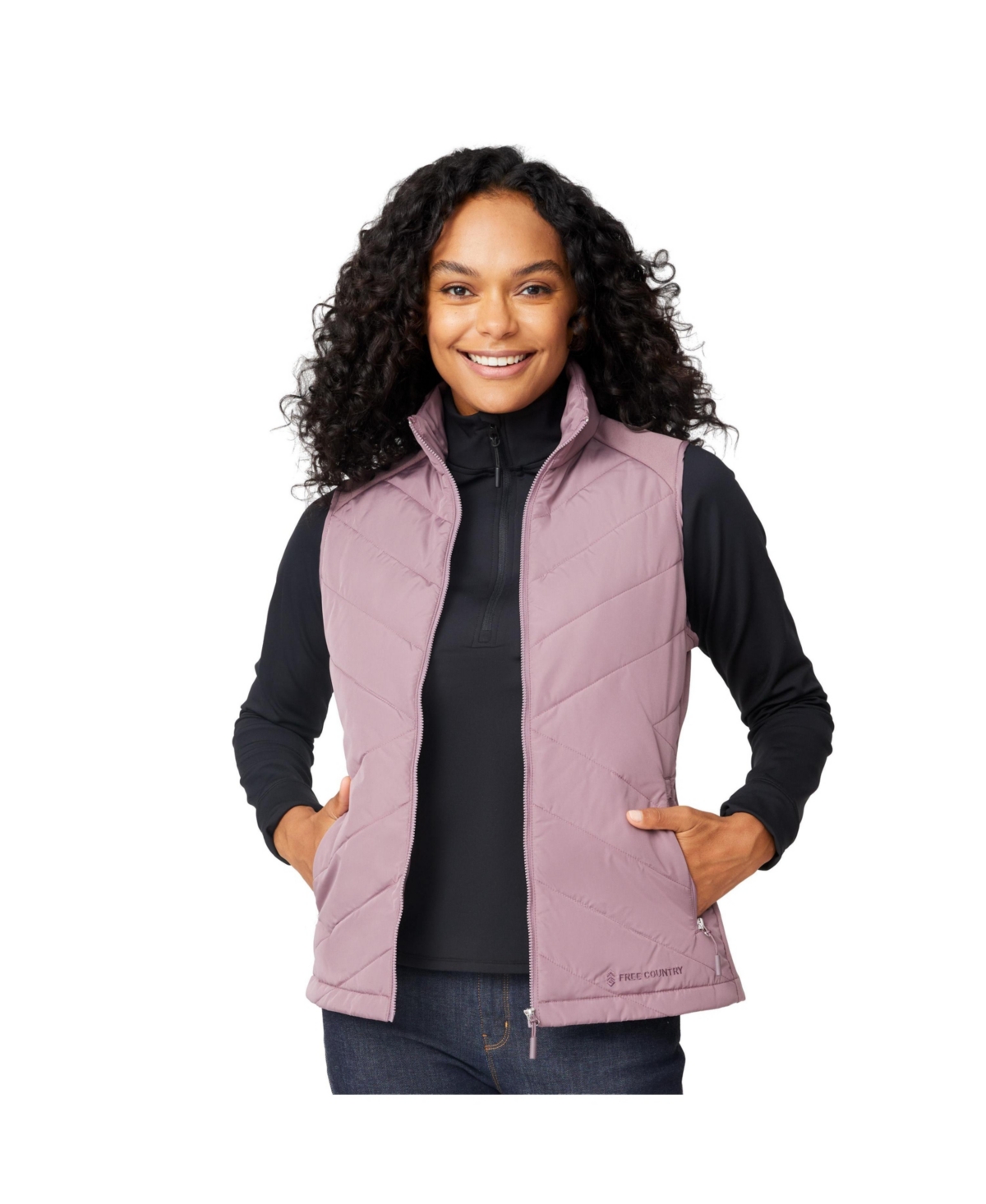 Click here for Free Country Womens Quilted Hybrid Vest - Vervain prices
