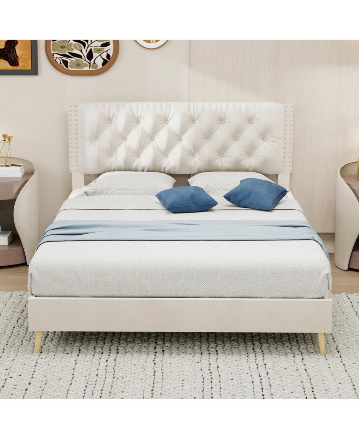 Click here for Rainsken Bed Frame  with Suede Upholstered Headboa... prices