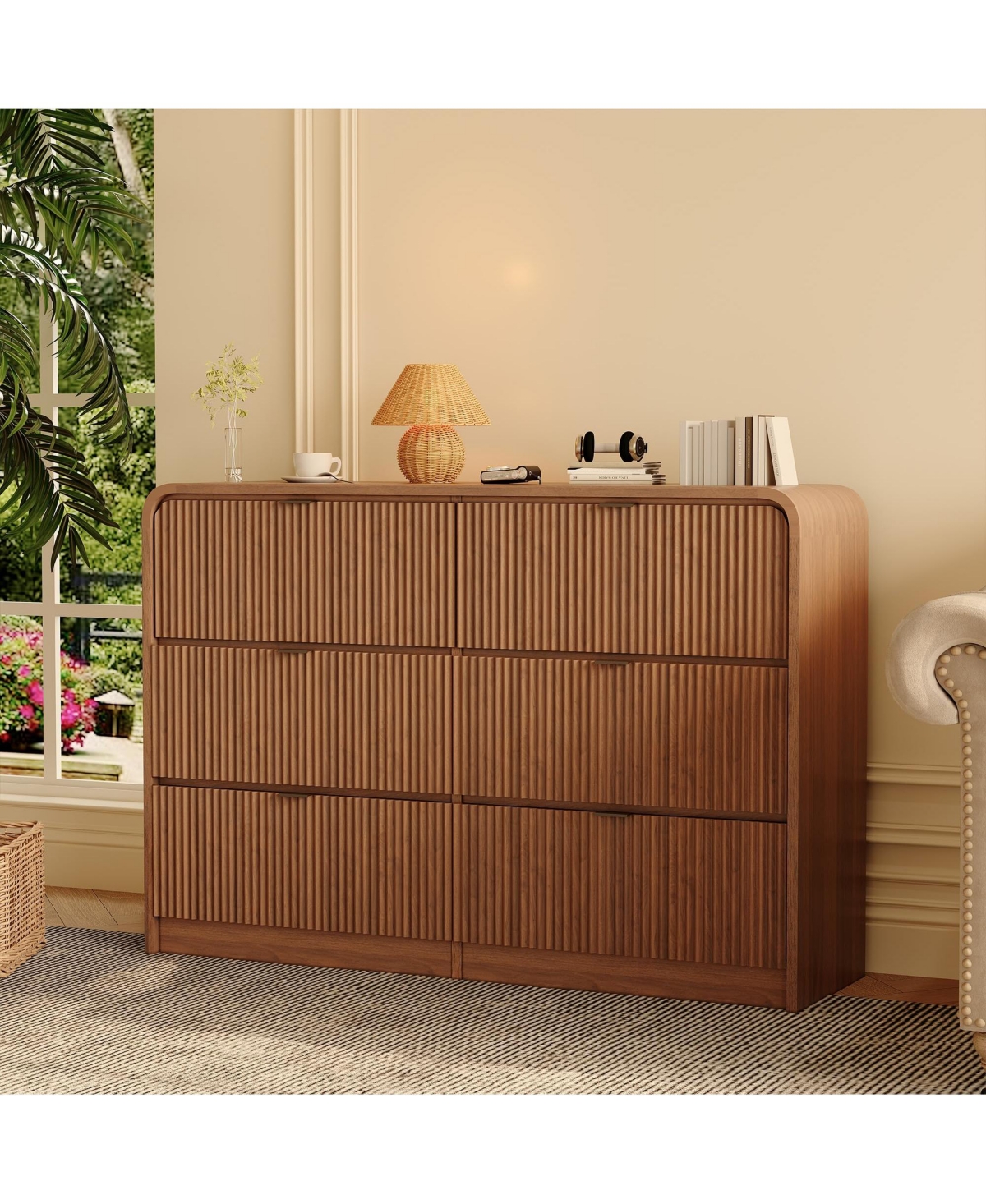 Click here for gaomon Fluted 6 Drawer Dresser  Modern Bedroom Dre... prices