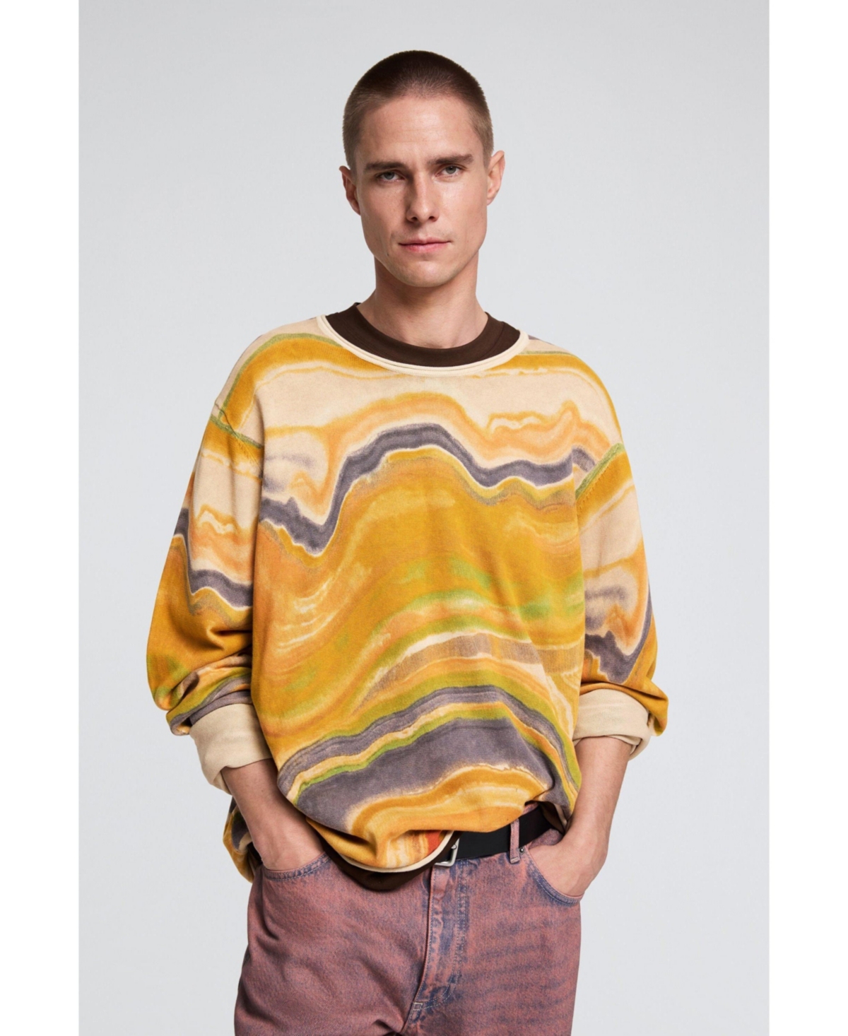 Click here for Desigual Mens Abstract printed sweater - Yellow prices