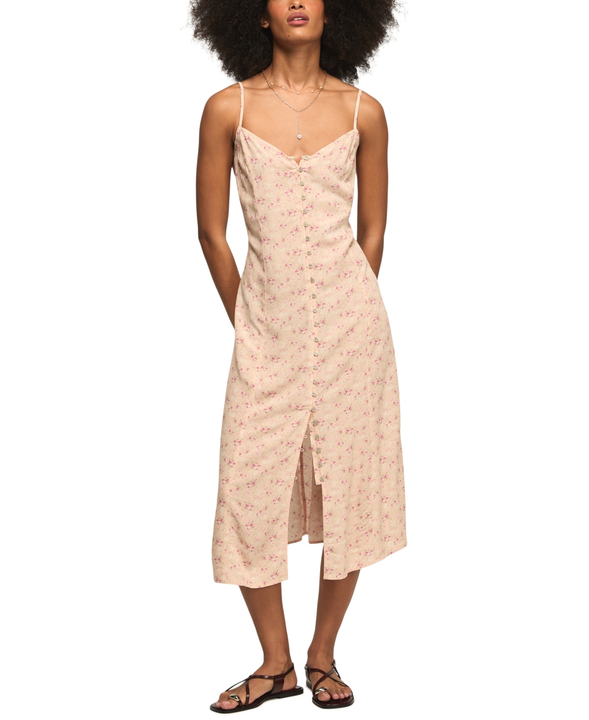 Click here for Lucky Brand Womens Printed Simone Slip Dress - Pea... prices