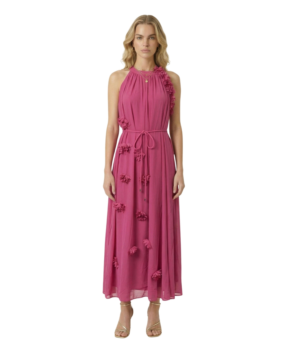 Click here for Modenaire Womens Floral Applique Halter Midi Dress... prices