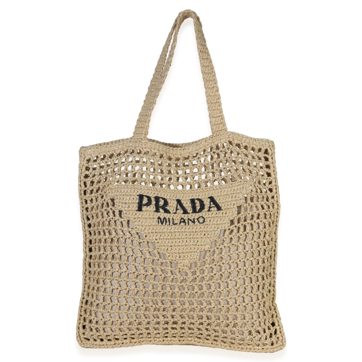 Click here for Pre-Owned Prada Natural Raffia Effect Logo Crochet... prices