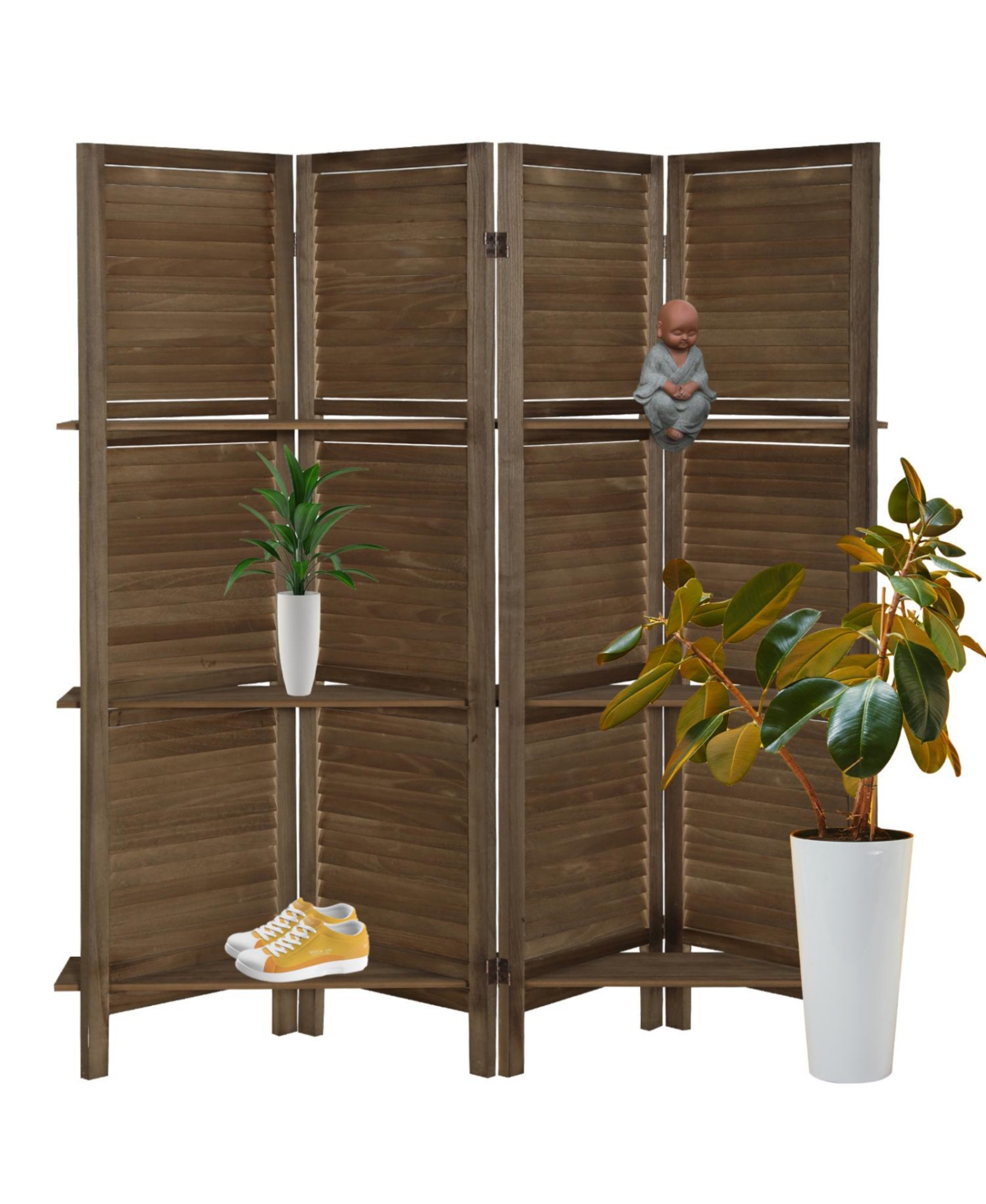 Click here for Rainsken 4 Panel Room Divider with Shelves  5.6 ft... prices