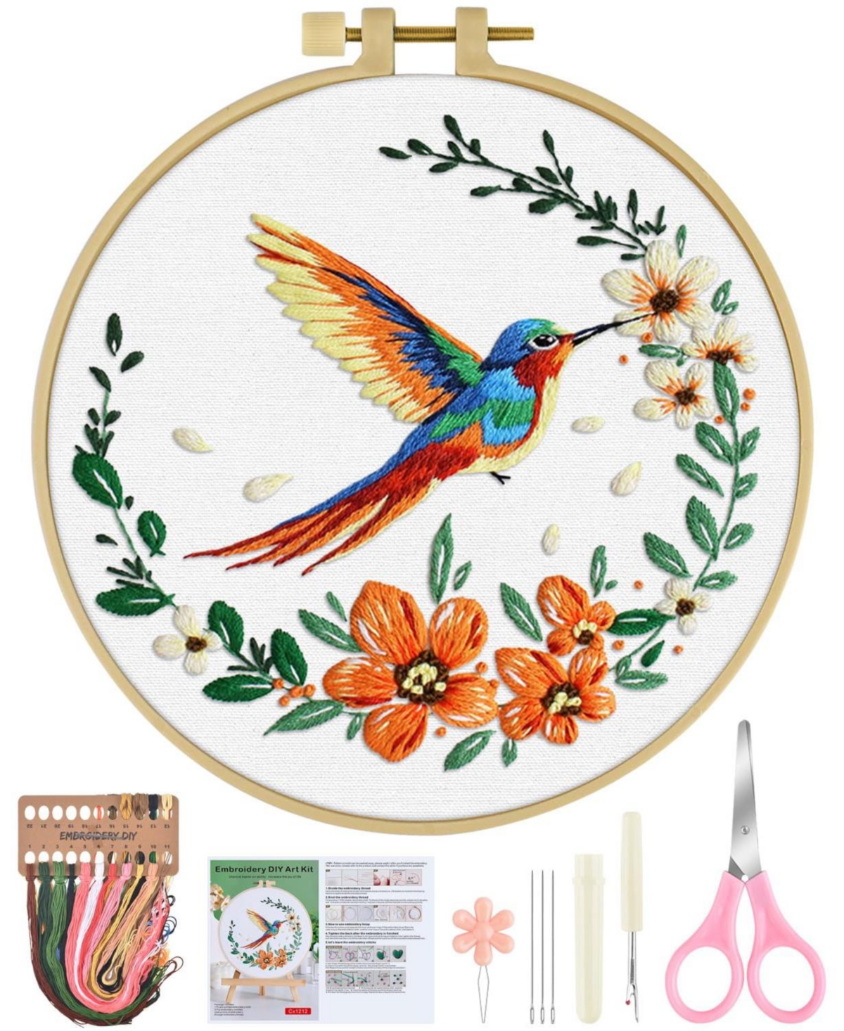 Click here for Embroidery Kit Beginners Flower Cross Cloth Hoops... prices