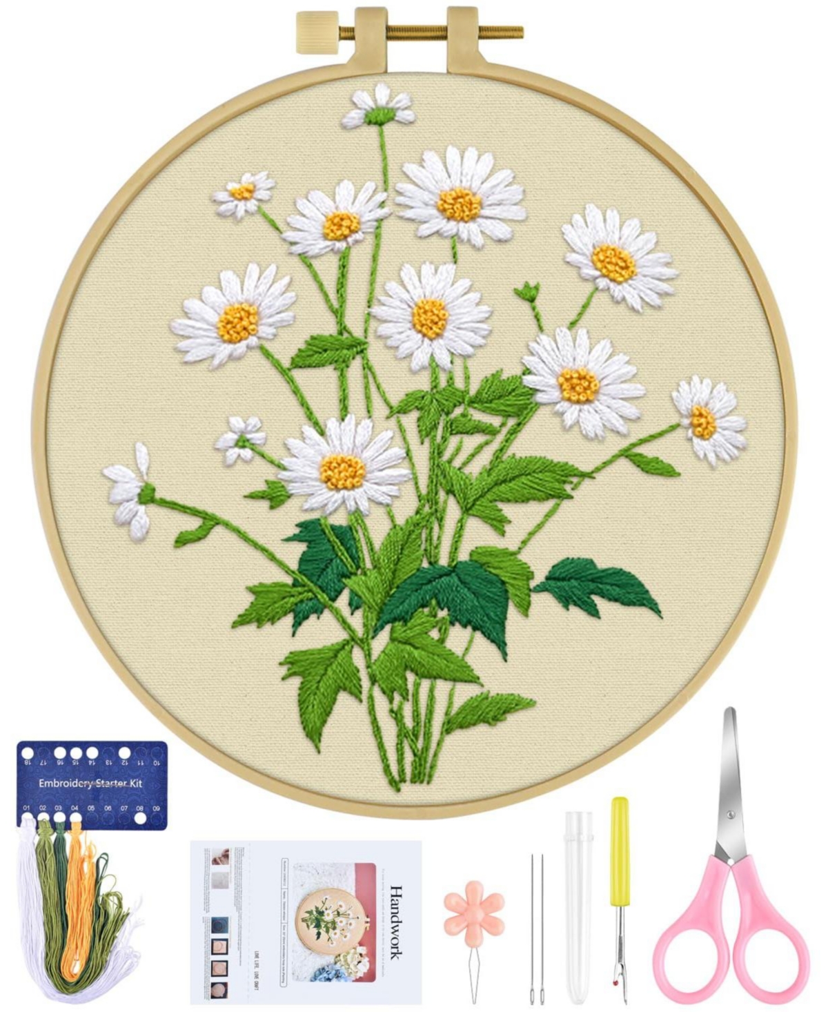 Click here for Embroidery Kit Beginners Flower Cross Cloth Hoops... prices