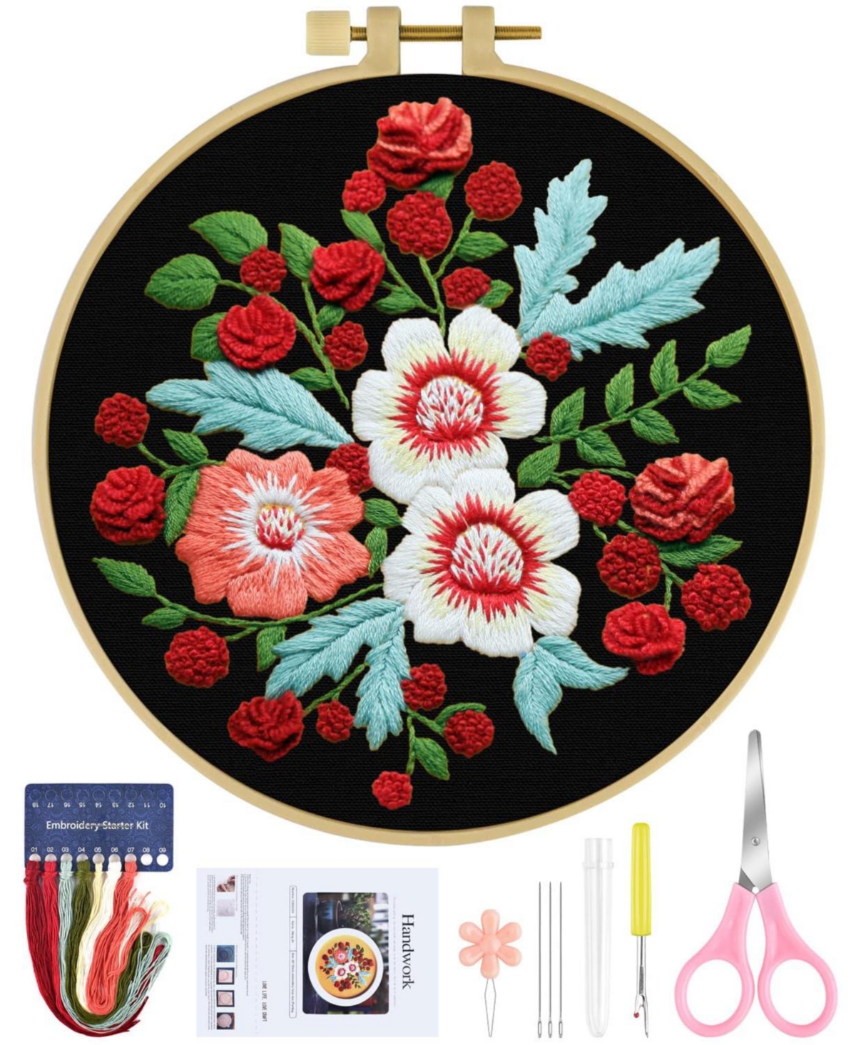 Click here for Embroidery Kit Beginners Flower Cross Cloth Hoops... prices