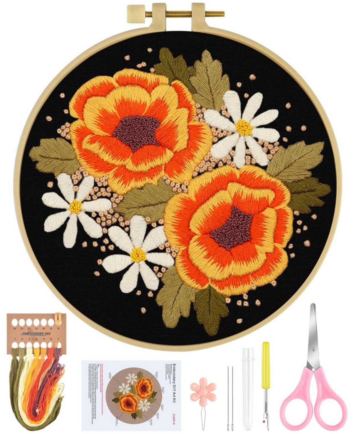 Click here for Embroidery Kit Beginners Flower Cross Cloth Hoops... prices