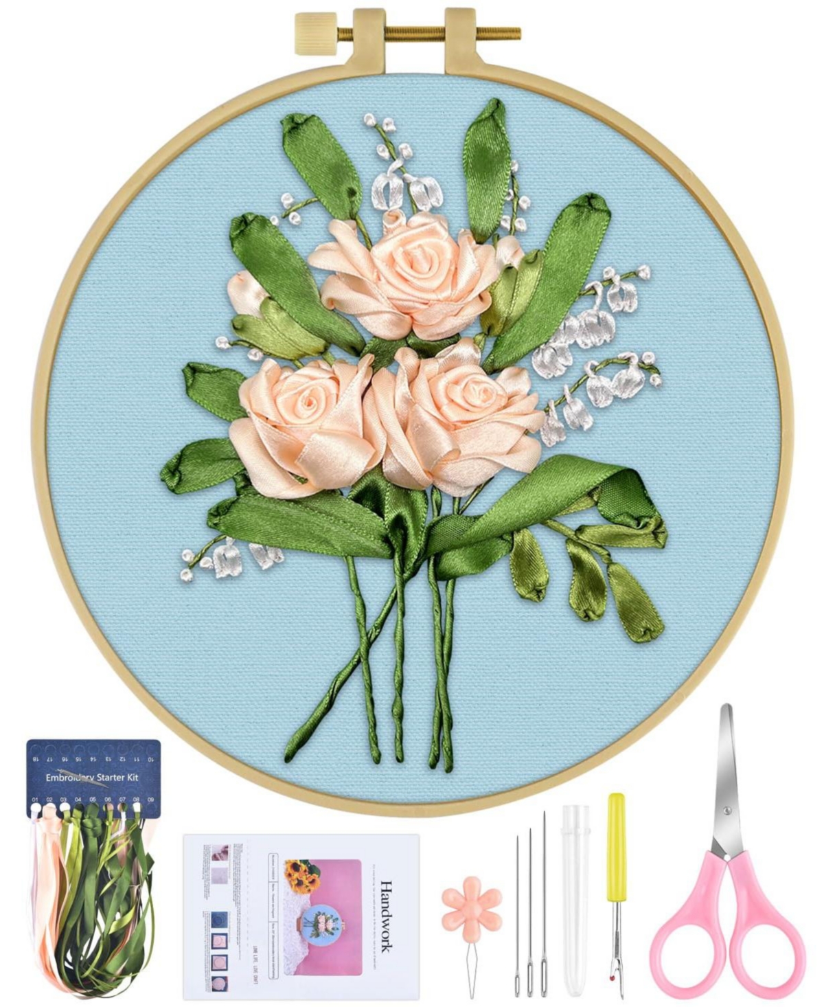 Click here for Embroidery Kit Beginners Flower Cross Cloth Hoops... prices