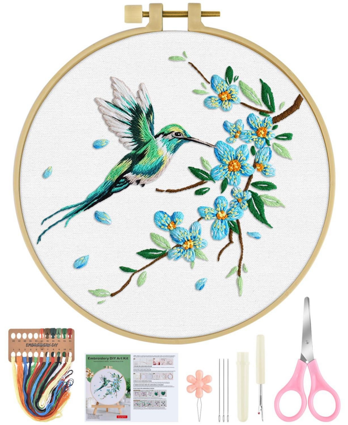 Click here for Embroidery Kit Beginners Flower Cross Cloth Hoops... prices