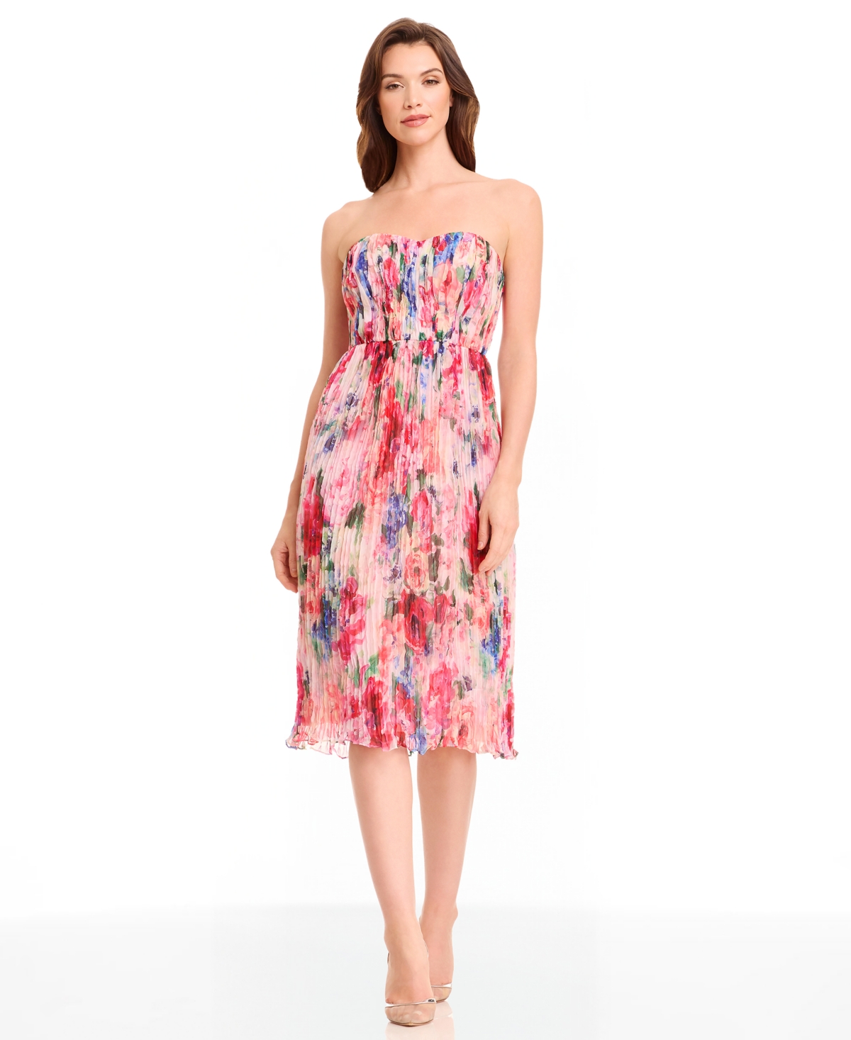 Click here for Dress the Population Womens Tovah Printed Midi Dre... prices