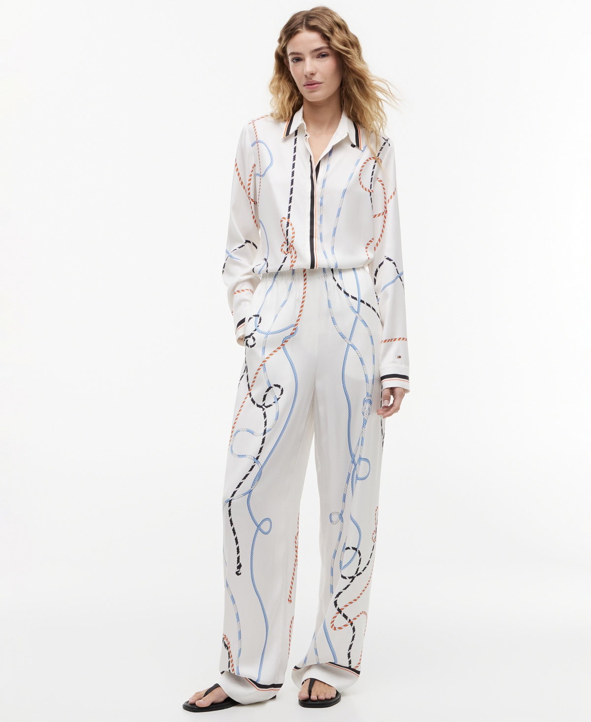Click here for Tommy Hilfiger Womens Printed Wide-Leg Pants - Pla... prices