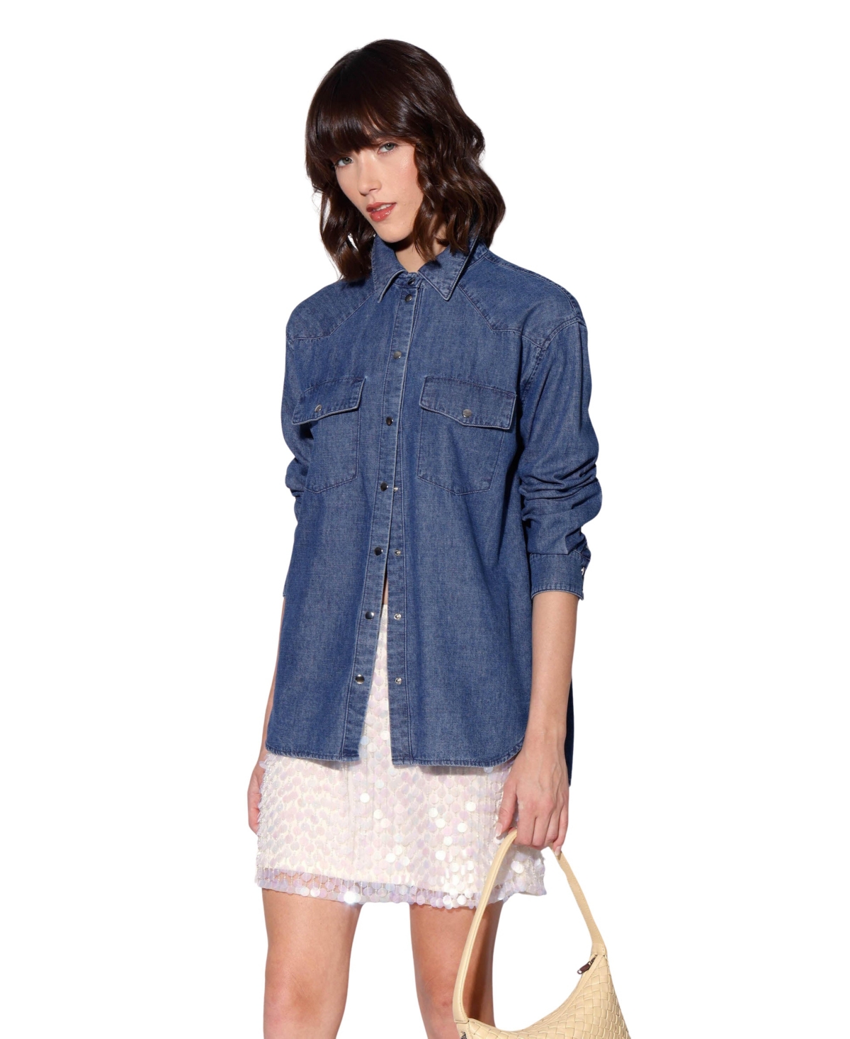Click here for Walter Baker Womens Chambray Snap-Button Shirt - M... prices