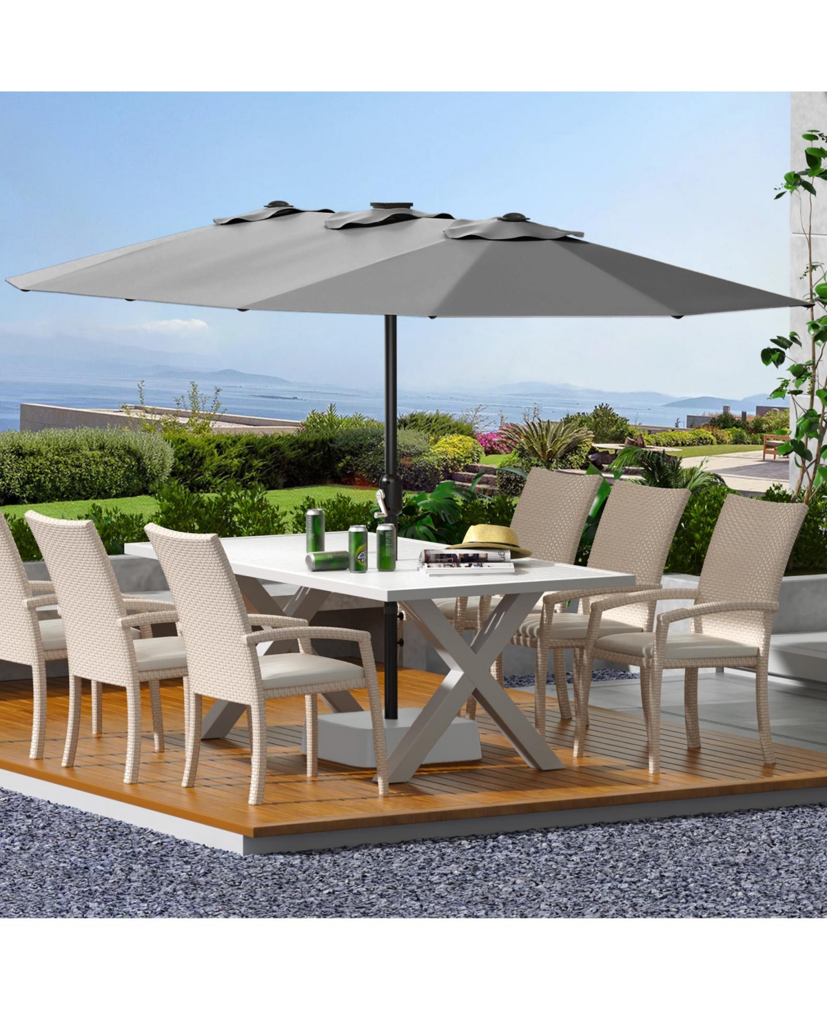 Click here for gaomon 13FT 3-Head Outdoor Patio Umbrella for Pool... prices
