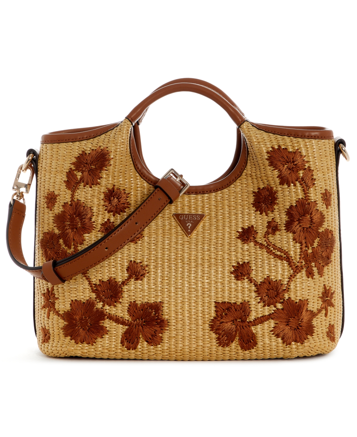 Click here for Guess Kirsten Mini Satchel Bag - Brown prices