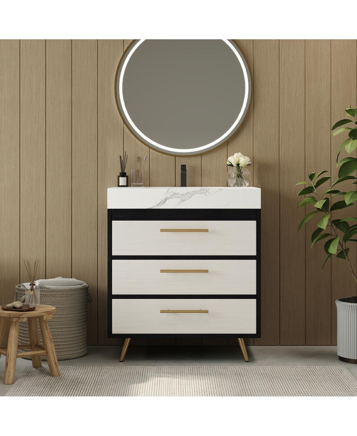 Click here for Sillysis Walnut Freestanding Bathroom Vanity with... prices