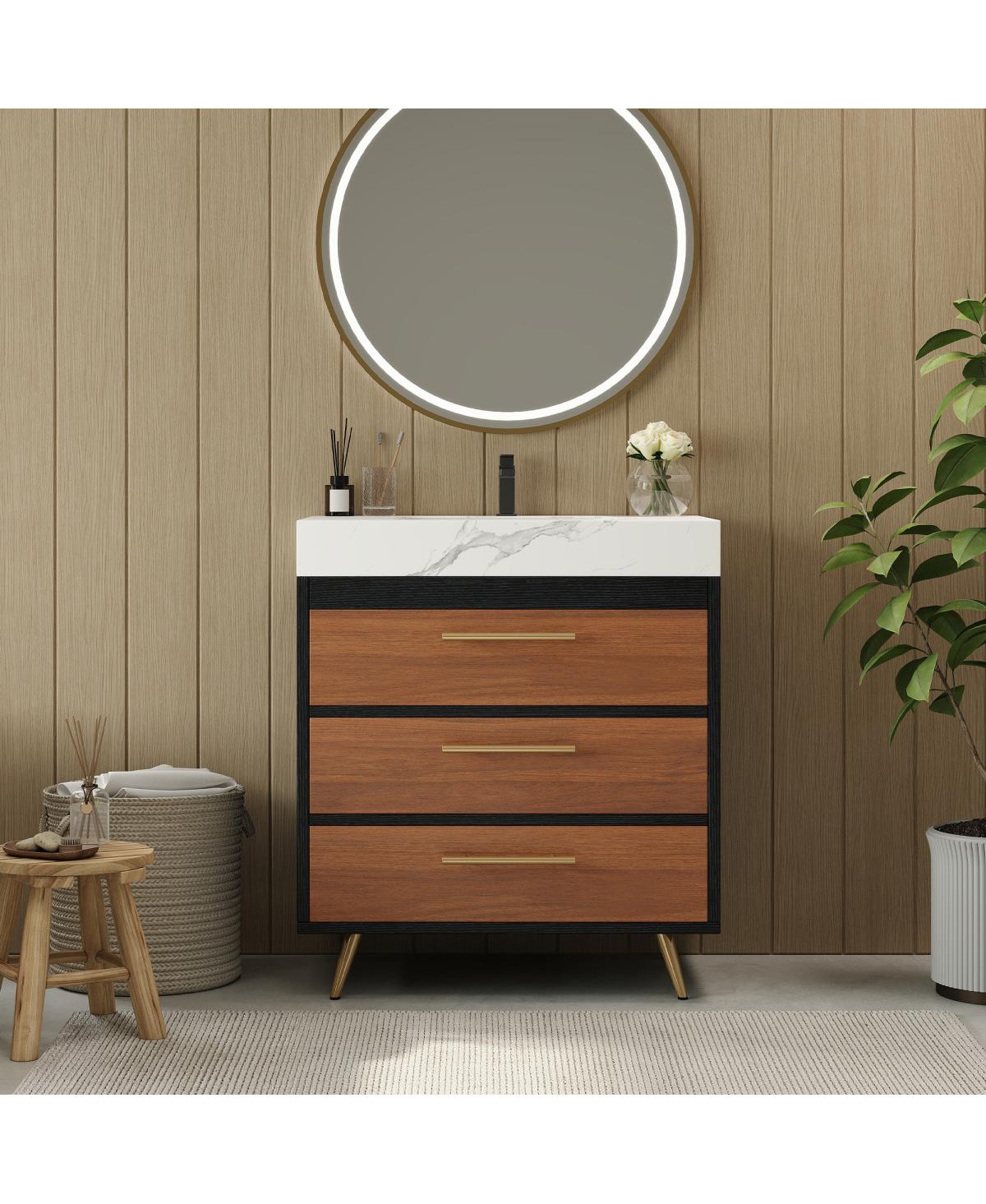 Click here for Sillysis Walnut Freestanding Bathroom Vanity with... prices