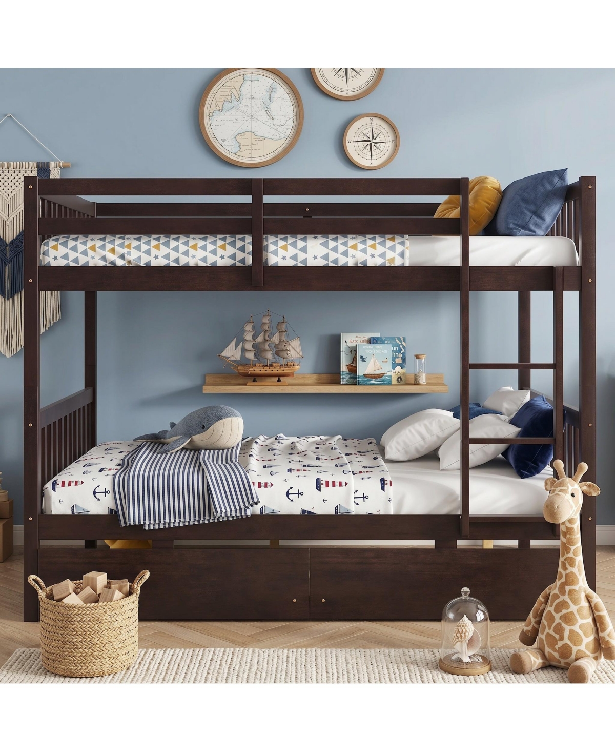 Click here for Sailvan full Over full Rubber Wood Bunk Bed with 2... prices
