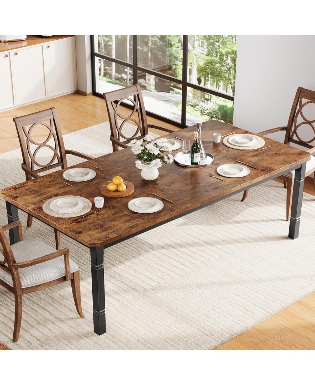 Click here for gaomon 79 Industrial Dining Table with Chamfer Cor... prices