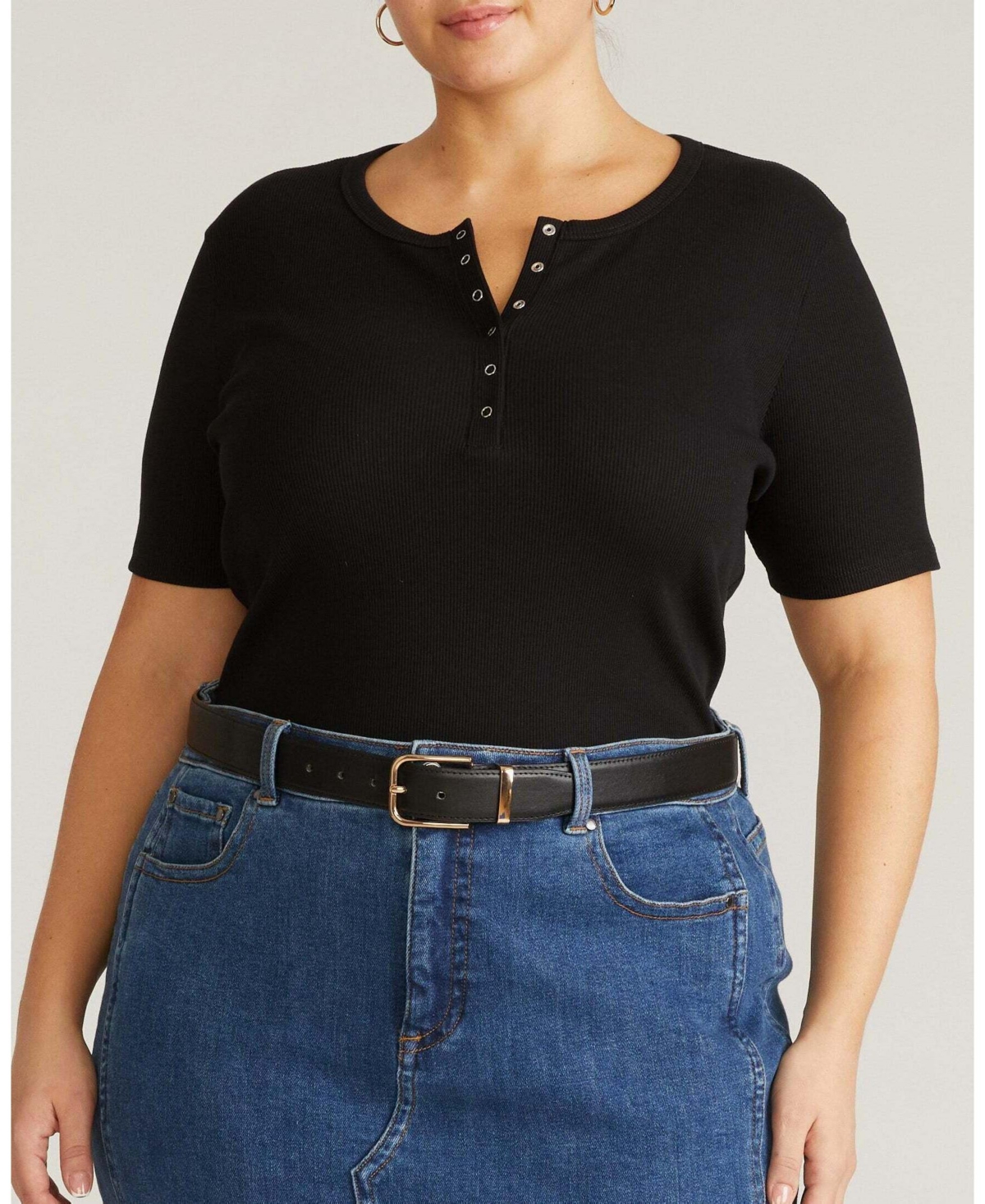 Click here for Universal Standard Plus Size Henley Short Sleeve R... prices