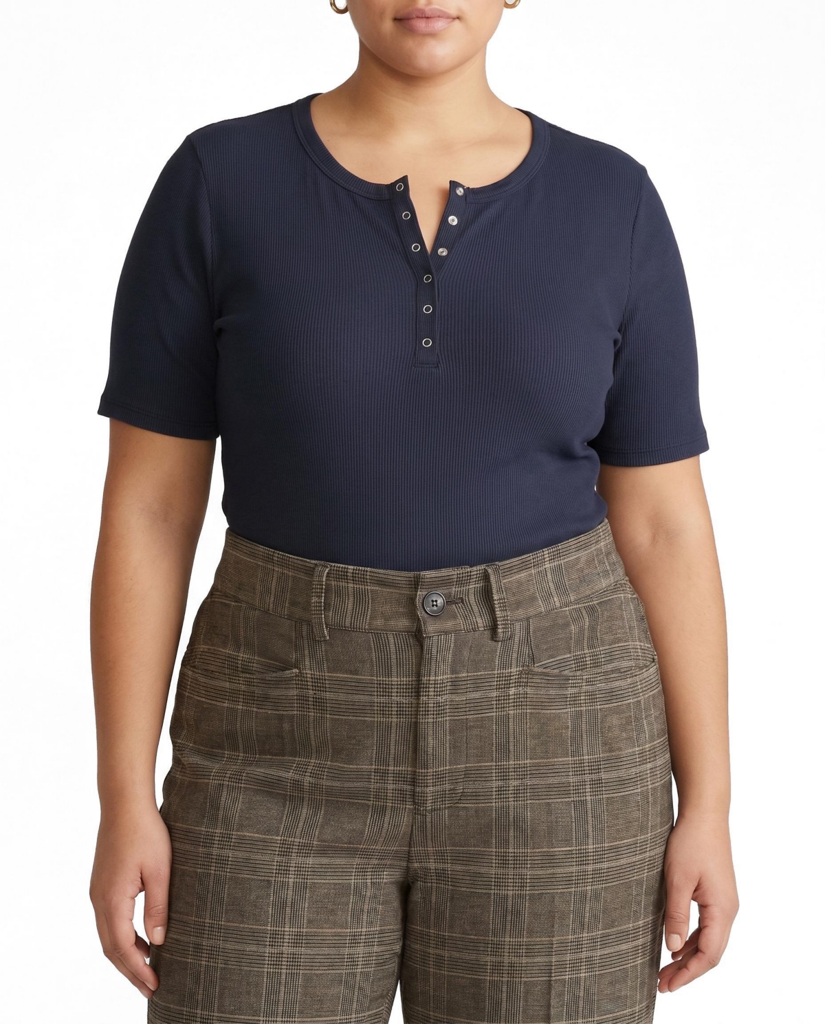 Click here for Universal Standard Plus Size Henley Short Sleeve R... prices