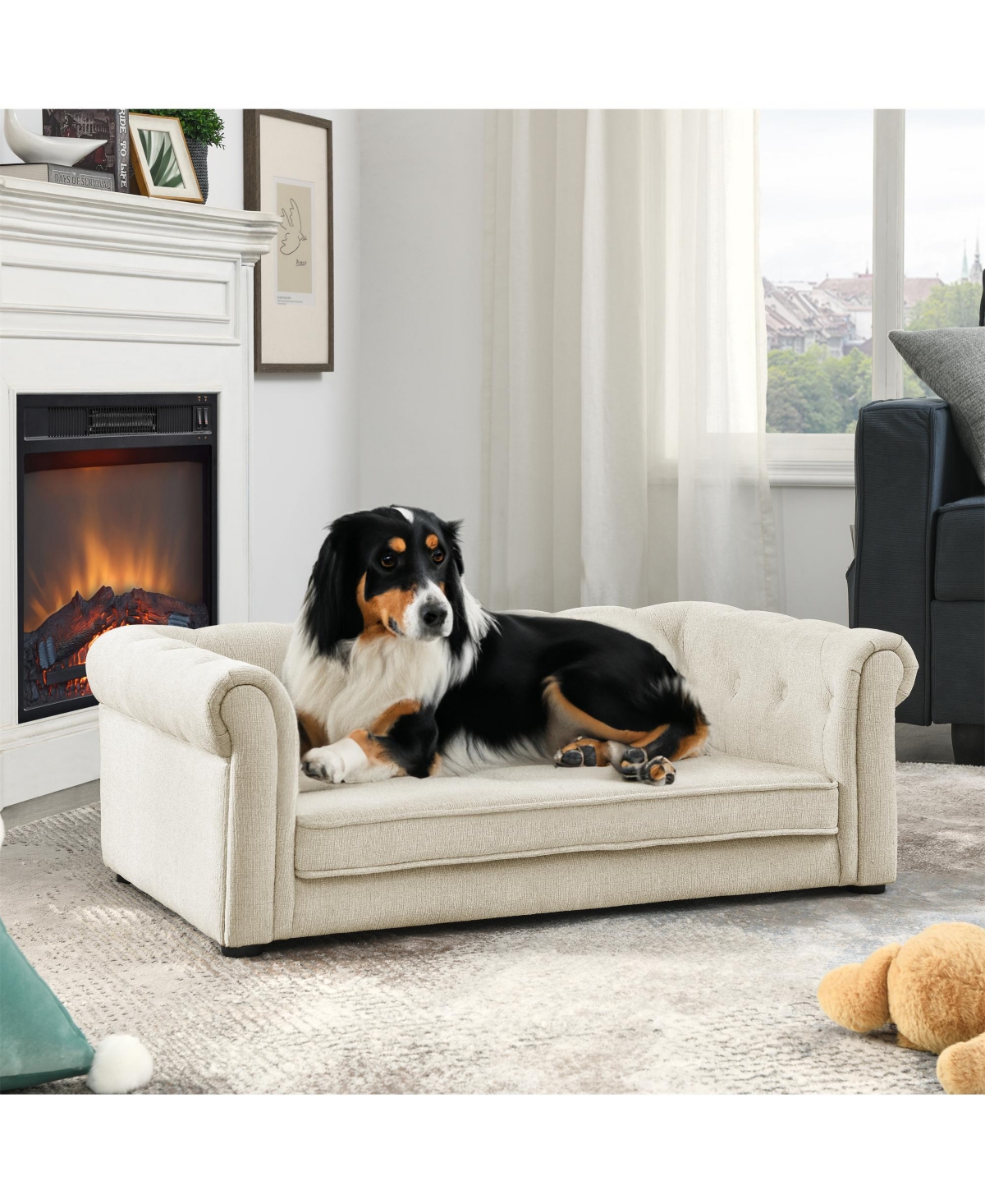 Click here for Clihome Modern Roll Arm Elevated Dog Sofa Comforta... prices