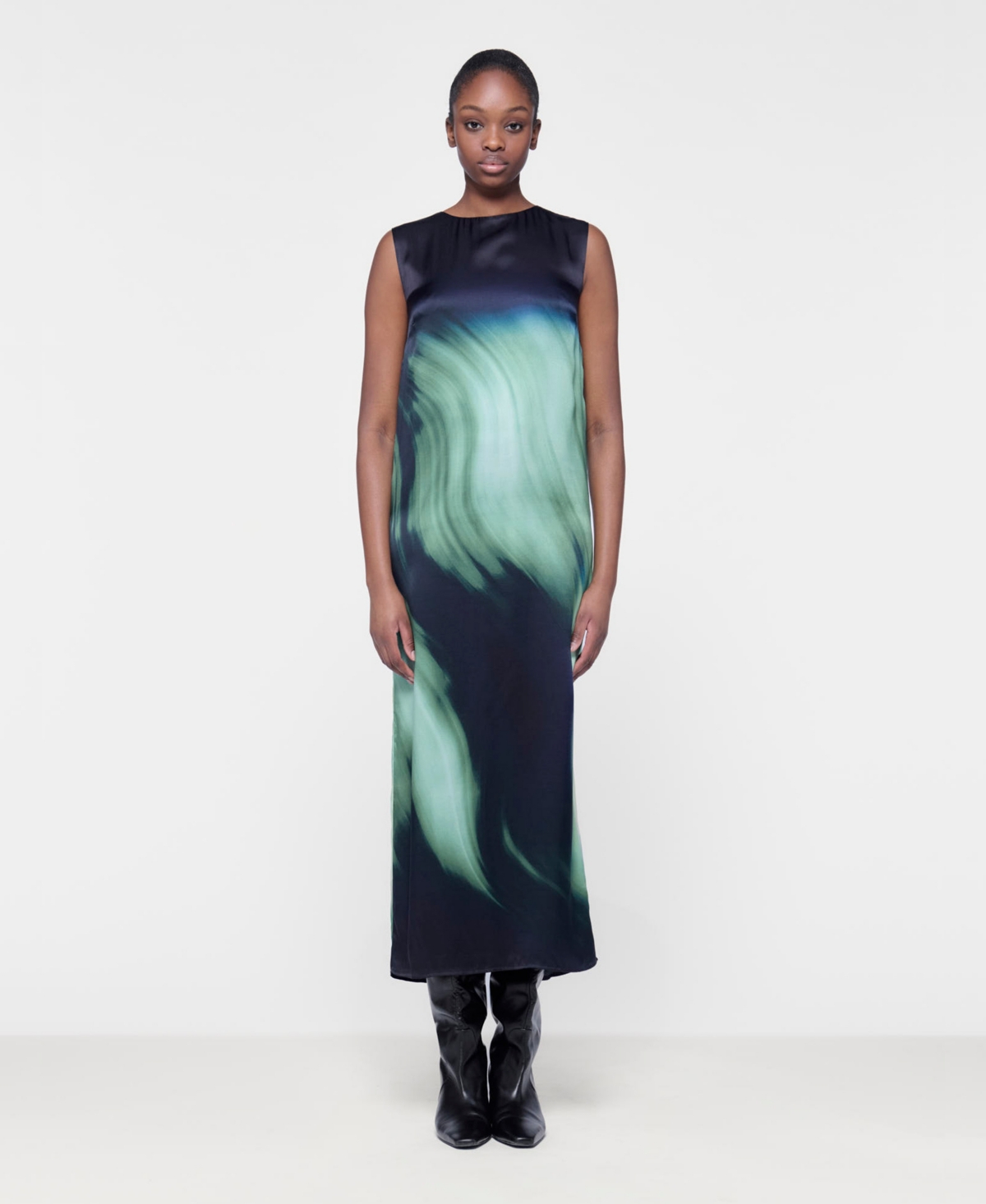 Click here for Leem Womens Sleeveless Printed Dress - Green prices