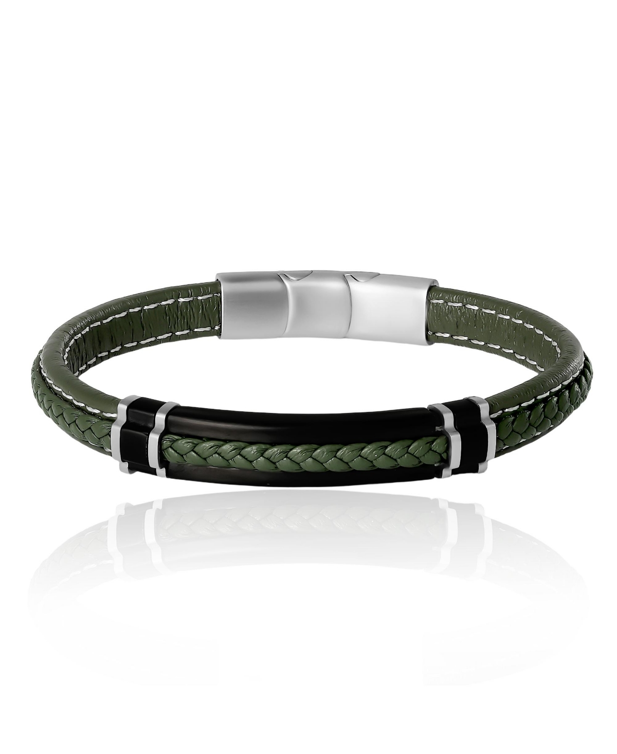 Click here for Lucky Brand Braided Leather Bracelet Stainless Ste... prices