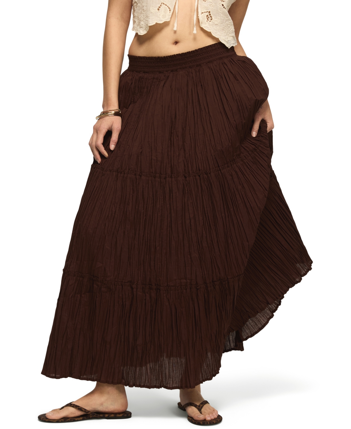 Click here for Lucky Brand Womens Tiered Broomstick Pull-On Maxi... prices