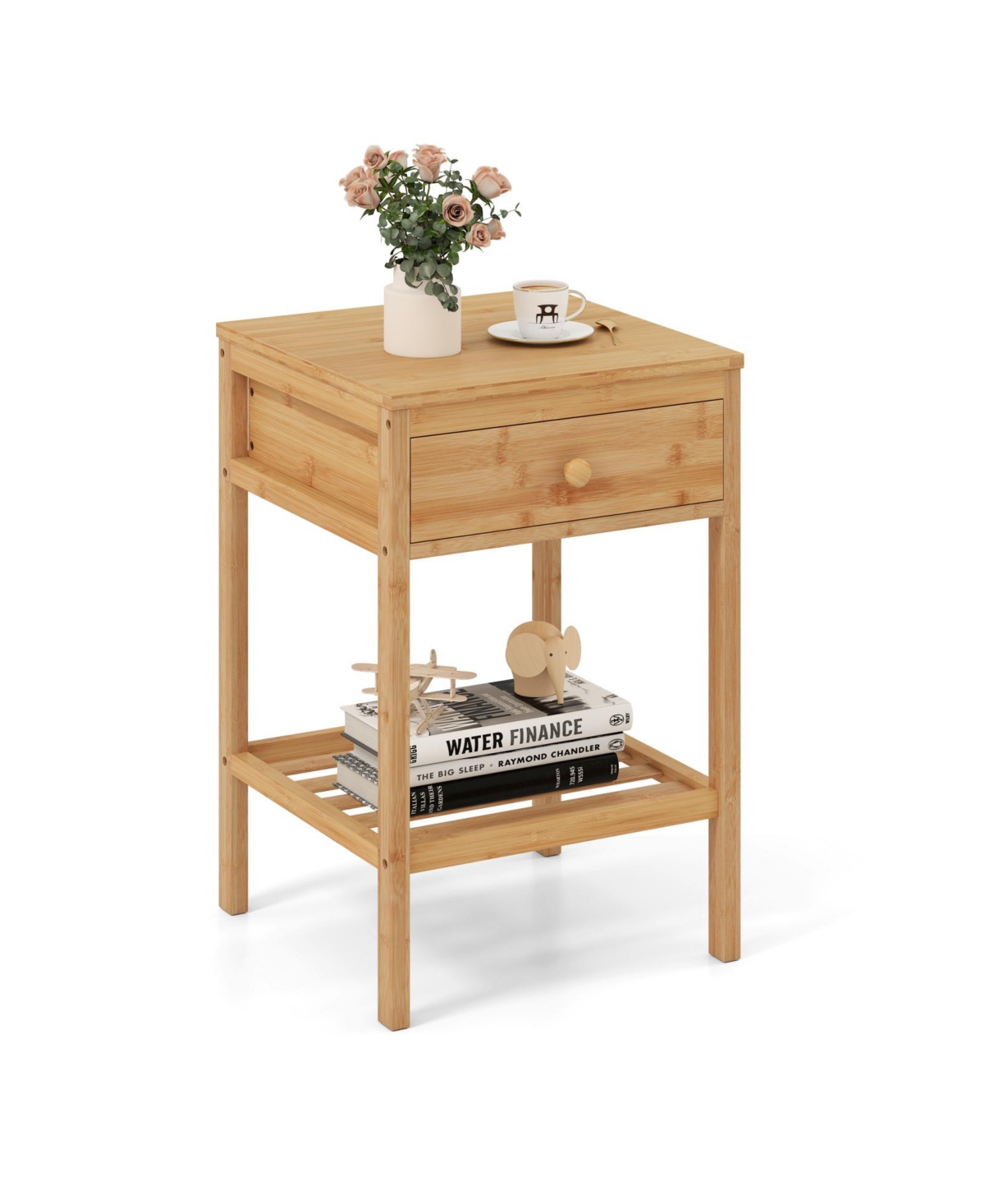 Click here for Gouun Bamboo Nightstand with Storage Drawer and Sl... prices